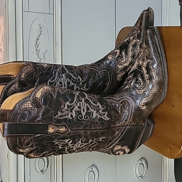 Stetson | Shoes | Stetson Brown With Snakeskin Inlay | Poshmark
